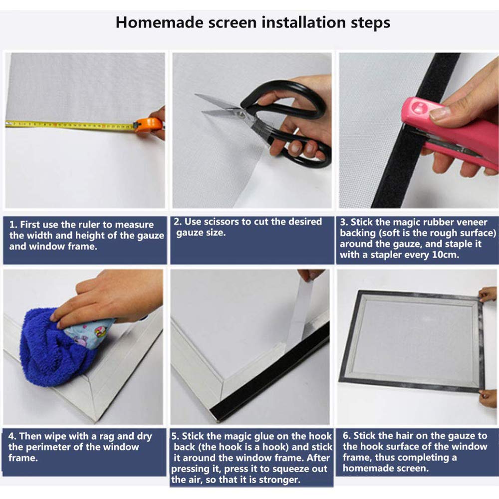 Gray Fiberglass Window Screen Netting Mesh DIY Self-Adhesive Window Net ...