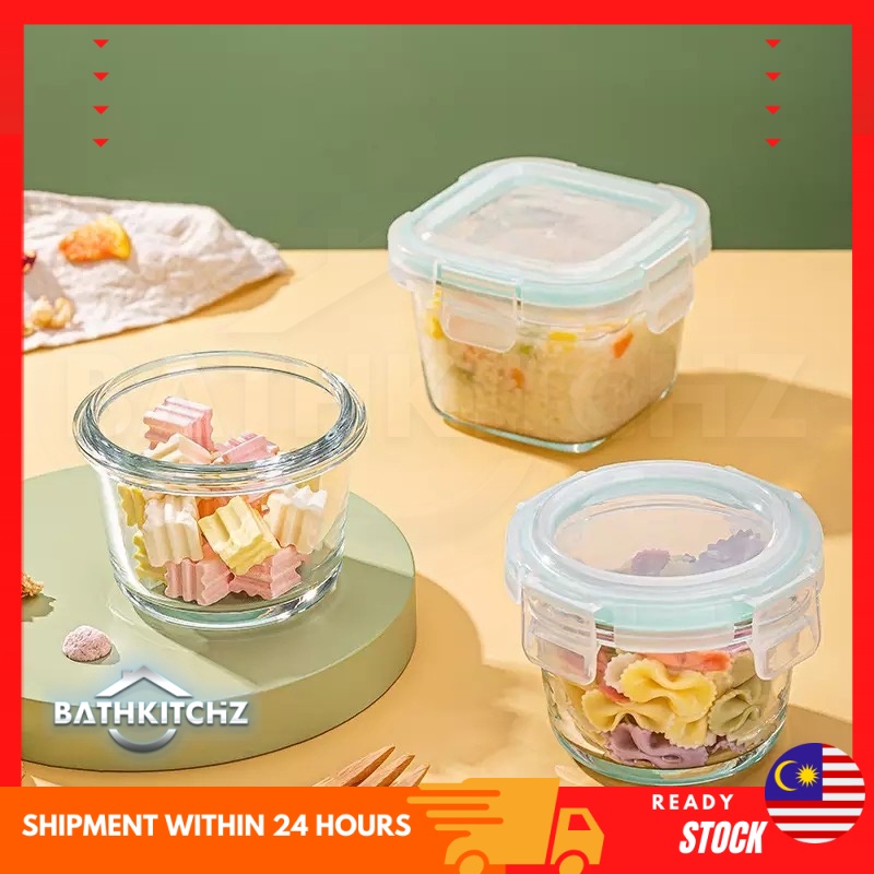 BATHKITCHZ Mini Food Container 130/160ml Borosilicate Glass Food ...