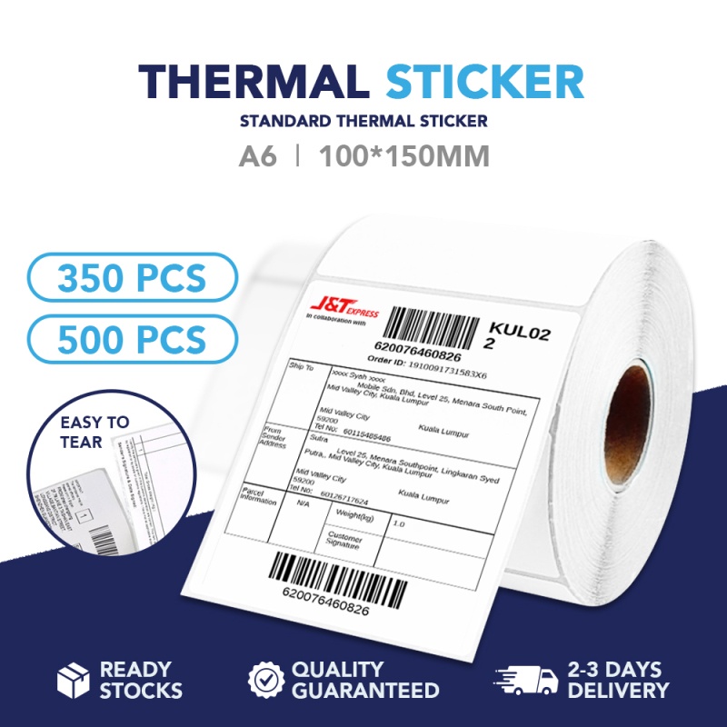 AWB CURIER STICKER / GOPACK A6 Thermal Sticker Roll | Airway Bill ...