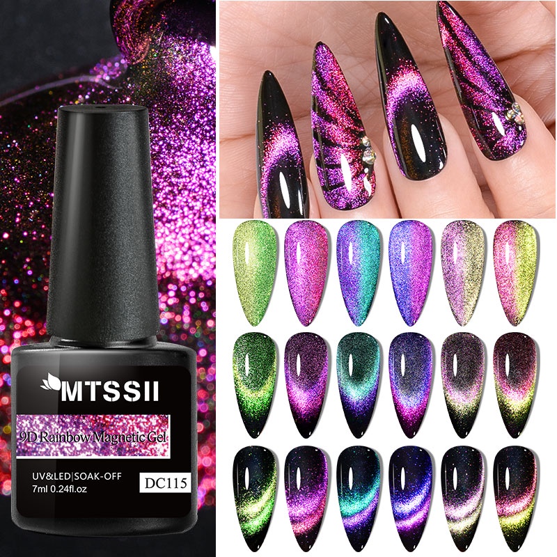 Mtssii 9D Cat Magnetic Gel Nail Polish Shiny Colorful Glitter Sparkling Laser Semi Permanent ...