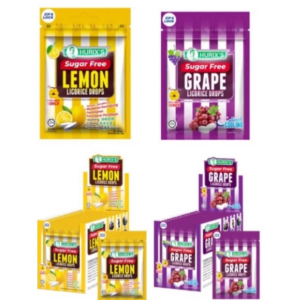 HURIX'S SUGAR FREE LEMON AND SUGAR FREE GRAPE LICORICE DROPS | Shopee ...