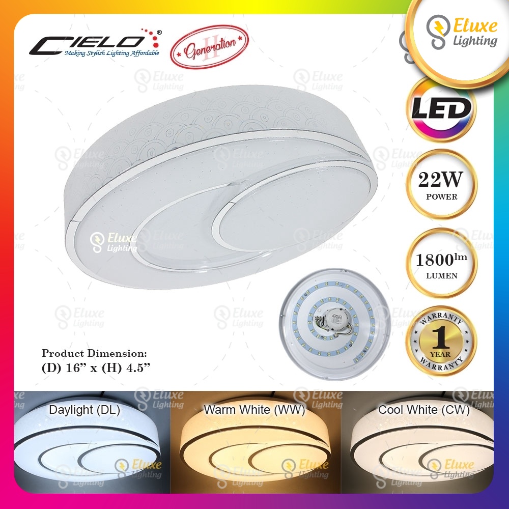 CIELO 22W DL/3C/4C LED SURFACE MOUNTED CEILING LIGHT [DAYLIGHT][3COLOUR ...
