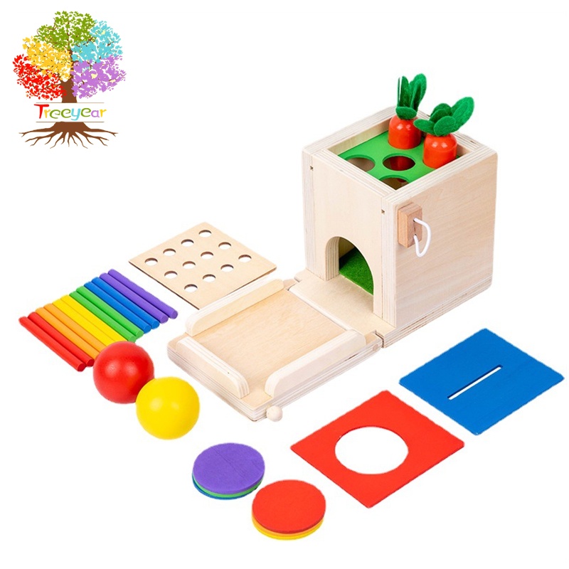 Treeyear Montessori Toys for 1 2 Year Old, 4 in 1 Wooden Toy Box ...