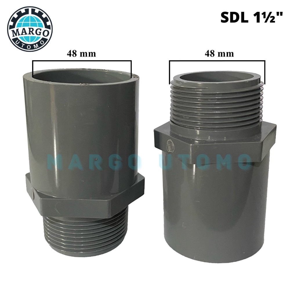 Pvc Fittings / PVC Sock Pipe Connections SDL Outer Thread 1 1/2 inch ...
