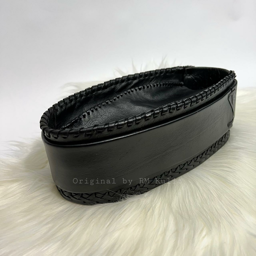 Men's Full Up Genuine Leather Skullcap Peci Hat Embroidered Motif ...