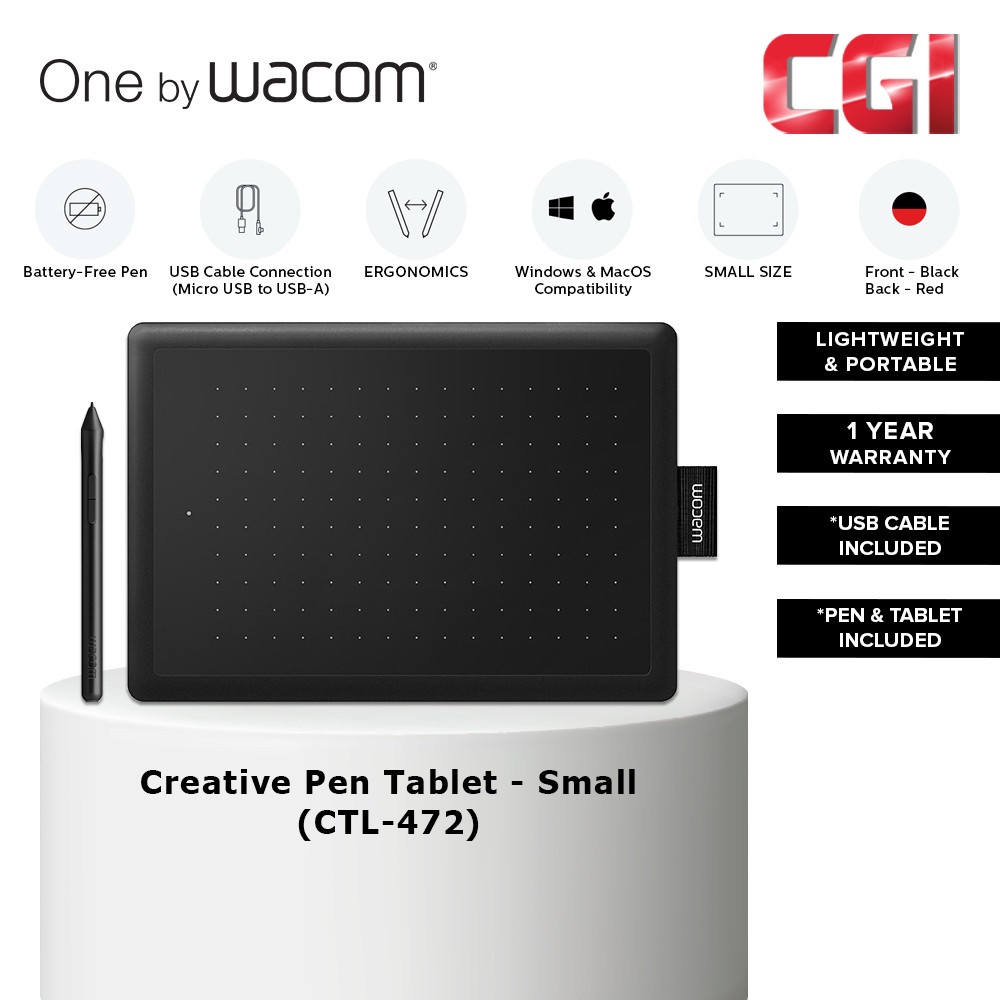 One by Wacom CTL-472 Small Creative Pen Tablet for Windows & Mac - CTL ...
