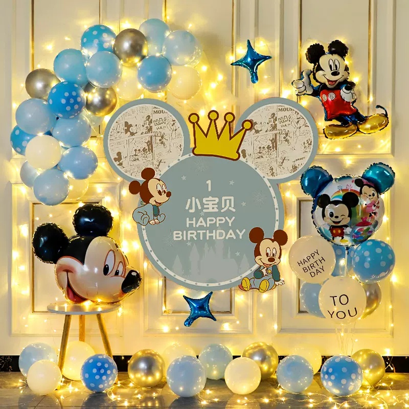 Mickey Mouse Balloons Mickey Mouse Head Foil Balloon Blue Pink Blue Bow ...