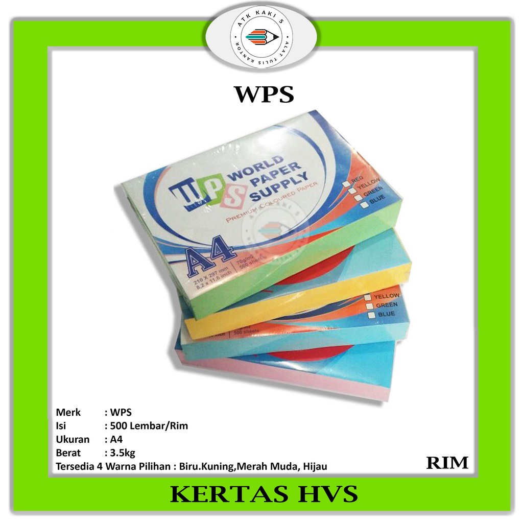 WPS - HVS A4 Color Paper 70gr - Rim | Shopee Malaysia