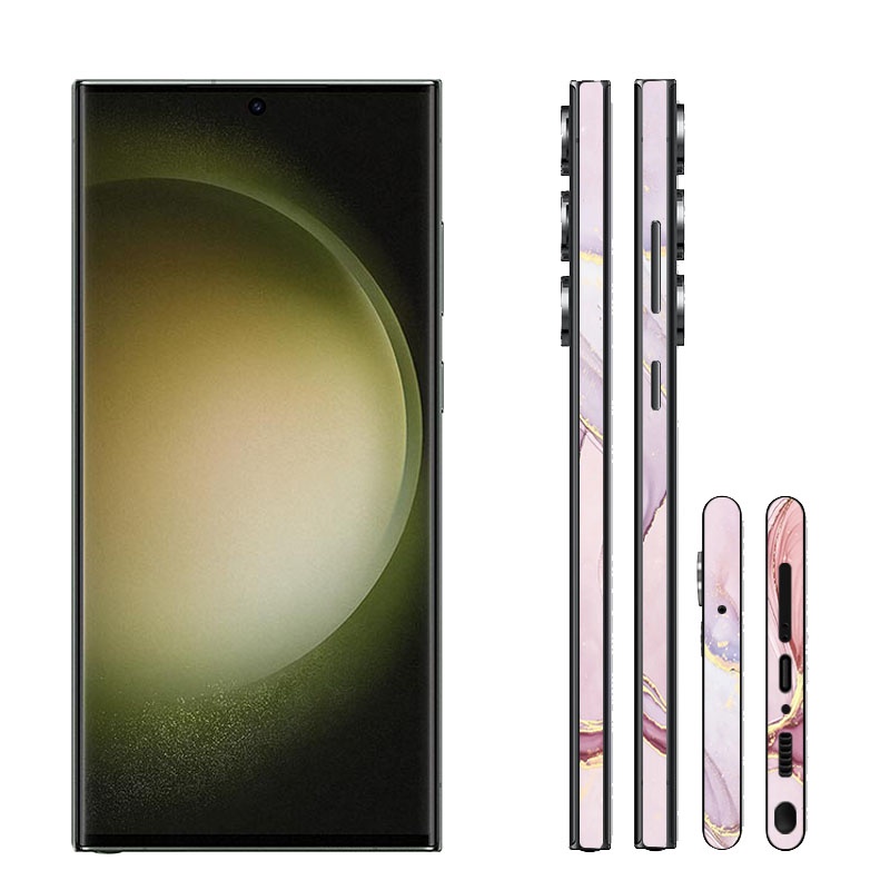 Marble Grain Side Skin Samsung Galaxy S23 S22 S24 Ultra Border Screen ...
