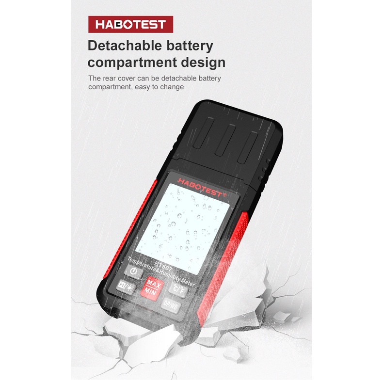 Digital Psychrometer Industrial Temperature Humidity Meter Handheld LCD ...