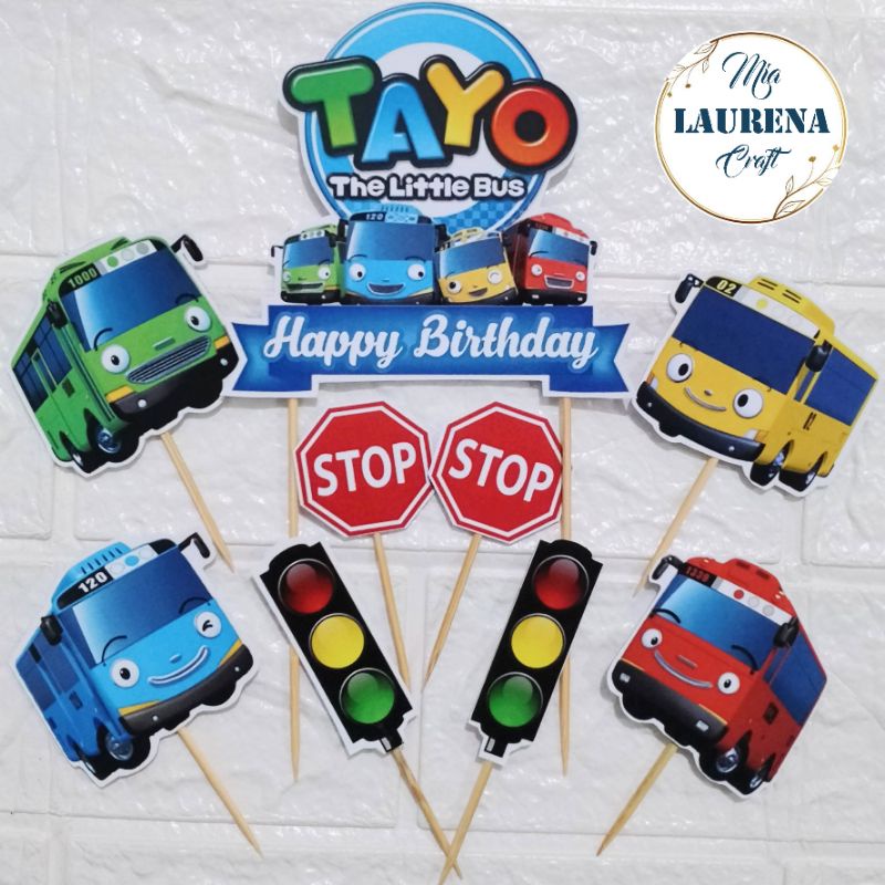 Tayo theme birthday cake topper / birthday cake decoration | Shopee ...