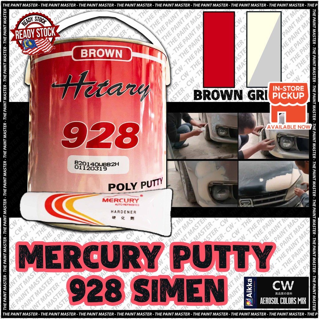 [ Mercury Putty 928 Brown & Grey 4KG ] 🚗 Simen Kereta Motor Body Kereta ...