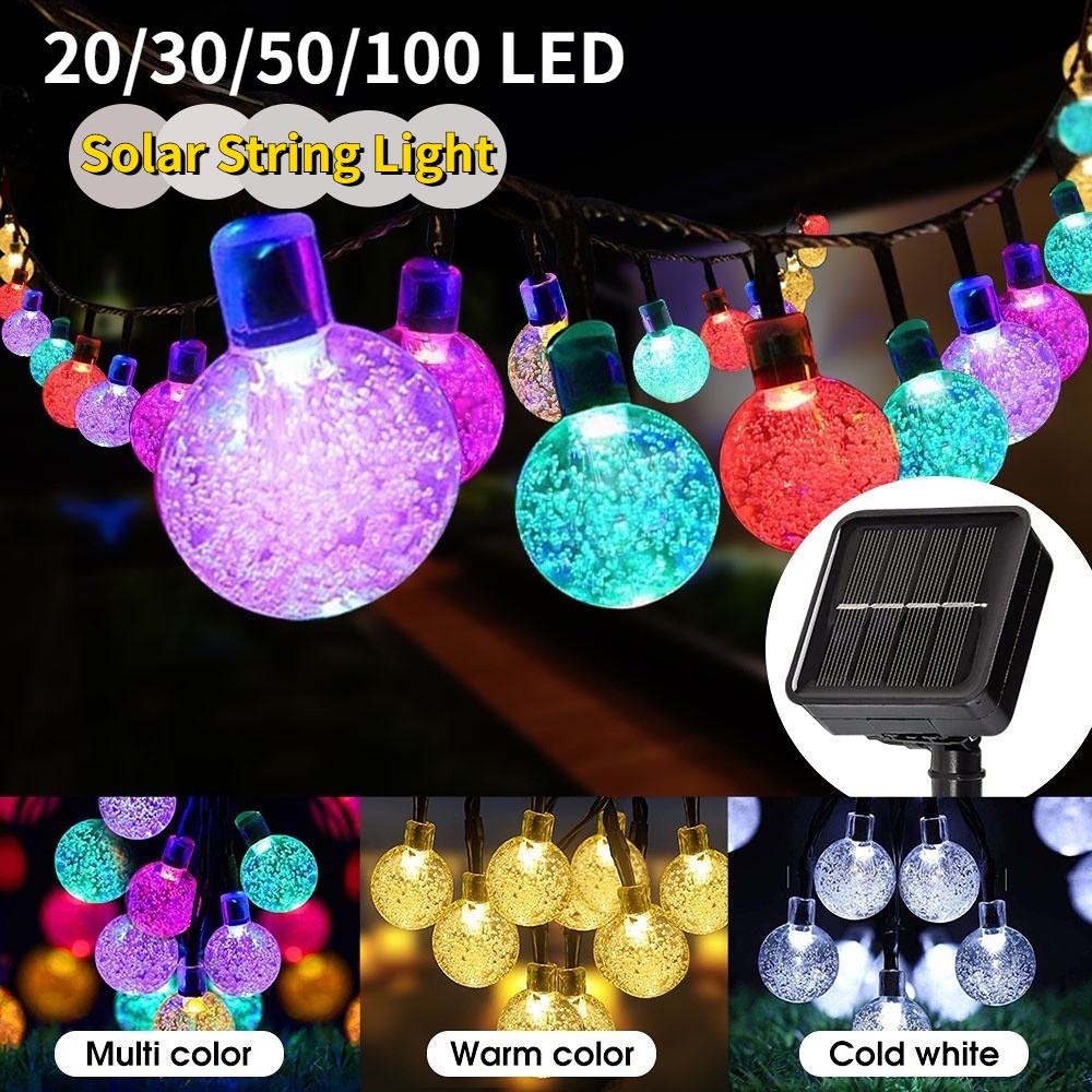 [Raya] 8 Modes 20/30/50/100 Led Solar Fairy String Light Crystal Ball ...