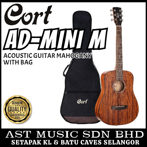 Cort AD Mini M Dreadnought 3/4 Size African Mahogany Acoustic Guitar ...