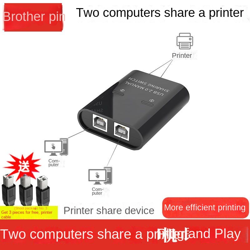 Usb Printer Sharing Device 2 In 1 Out 2 Port USB Switcher Multiple ...