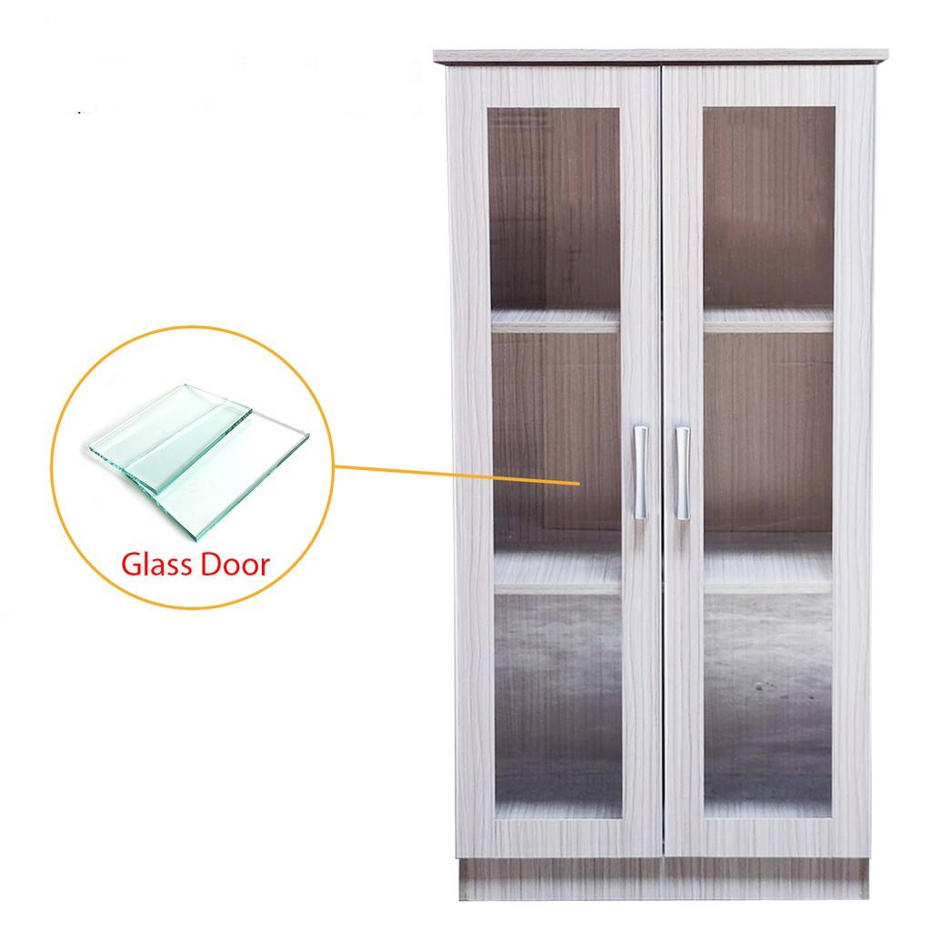 BMH Grey White 4FT Glass Display Cabinet Display Rack Glass Cabinet ...