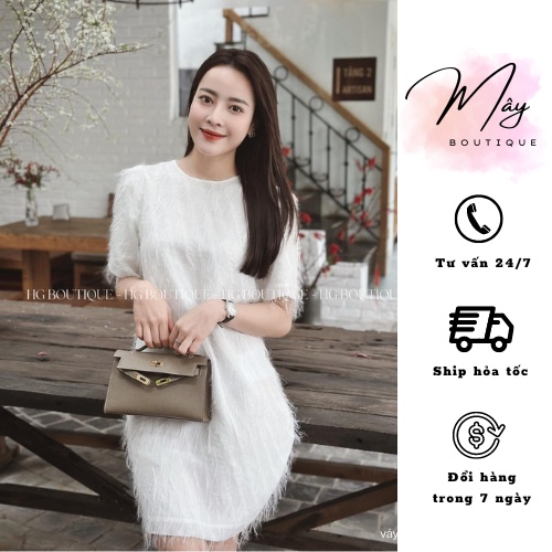 White Fur Dress With 2 Layers Of Transparent Neck, Super Beautiful ...