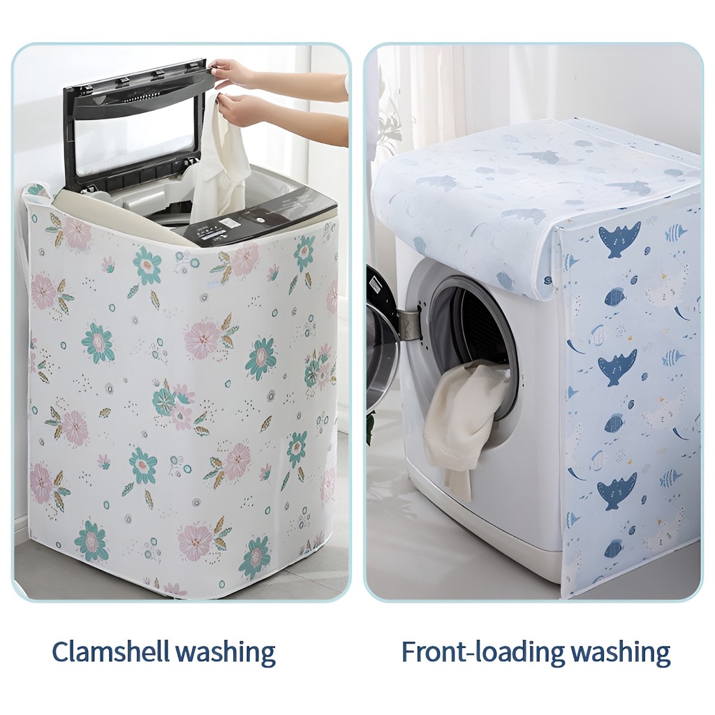 PEVA Clamshell Drum Washing Machine Dust Cover / Waterproof and Dustproof Household Appliance ...