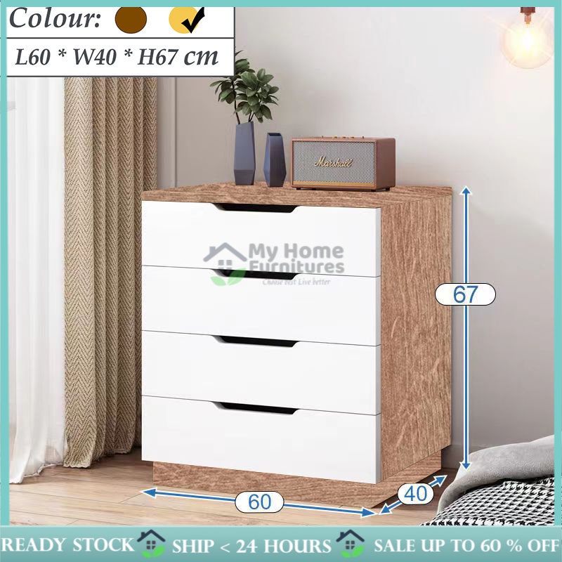 4 Layers Drawer Cabinet Storage Modern Wood Bookshelf / Multi Purpose ...