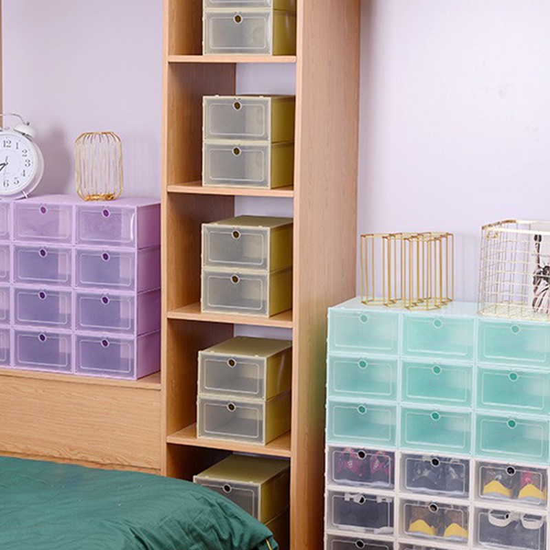 STANDARD SIZE Stackable Shoe Box Foldable Shoes Rack Attachable Storage ...