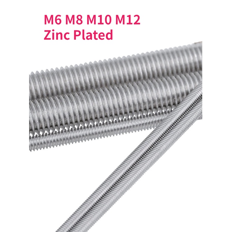 M6 M8 M10 M12 Zinc Plated Screw Rod Full Thread Bolt Full Thread Shaft ...
