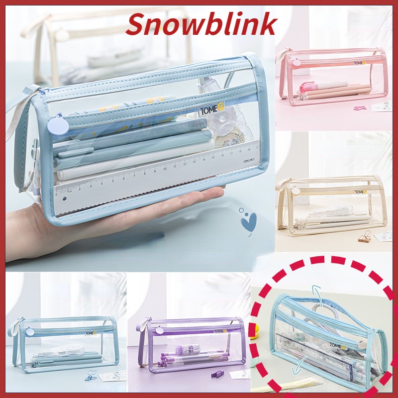 Transparent Pencil Case Clear Pencil Case PVC Pink Purple Stationery ...