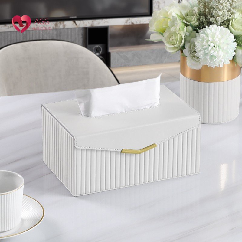Leather diy light luxury tissue box desktop storage box leather paper ...
