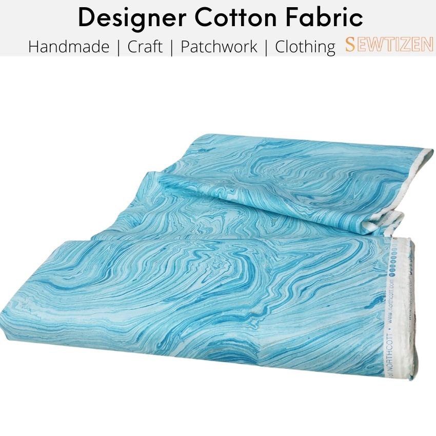 Premium 100% Cotton Fabric Bright Blue Western Batik Sandscape Design ...