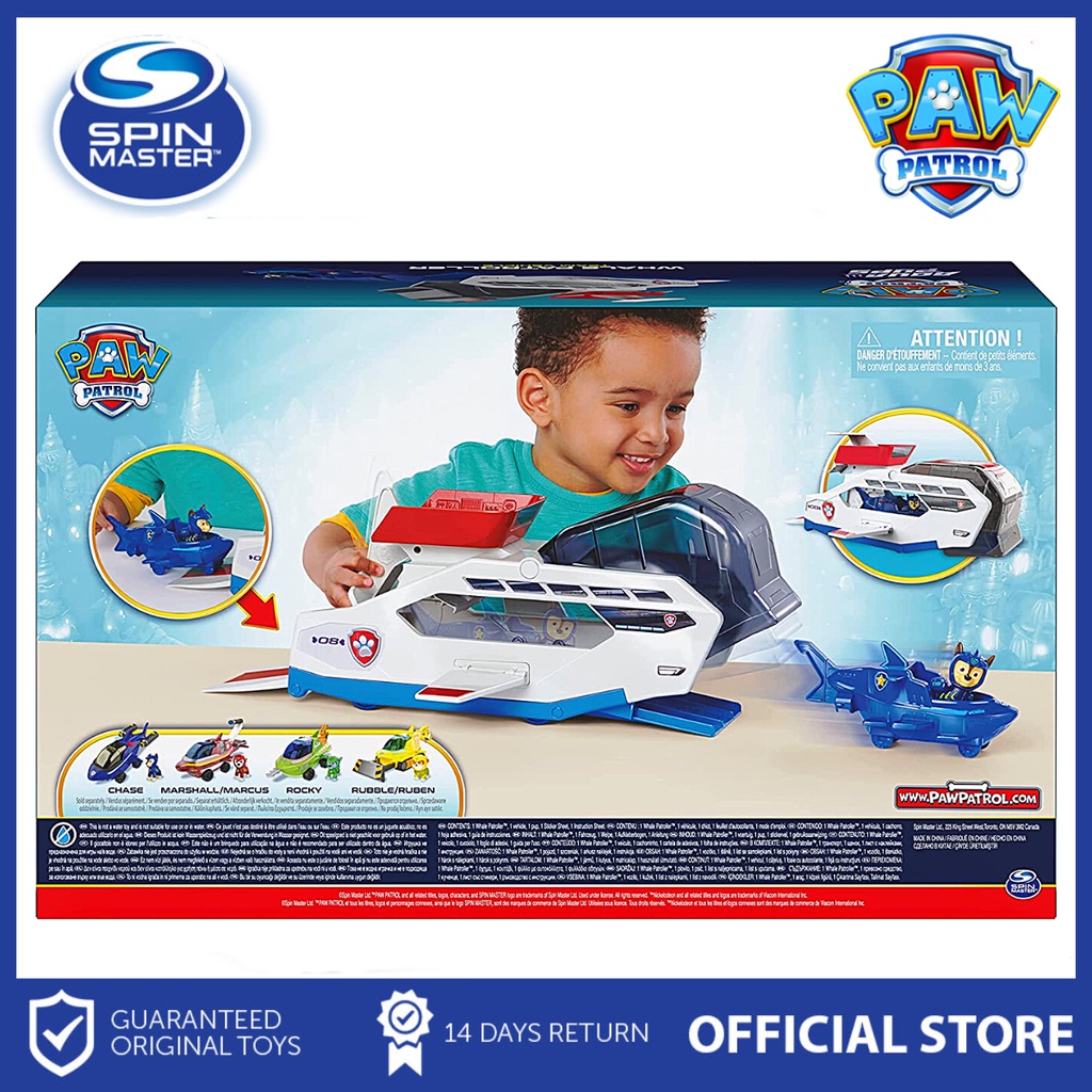 Paw Patrol Aqua Pups Whale Patroller Team Vehicle with Chase Action ...