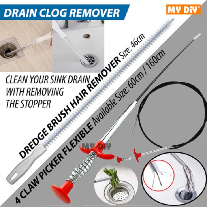 Pipe Cleaning Brush Sink Overflow Drain Clog Dredge Brush Hair Remover ...