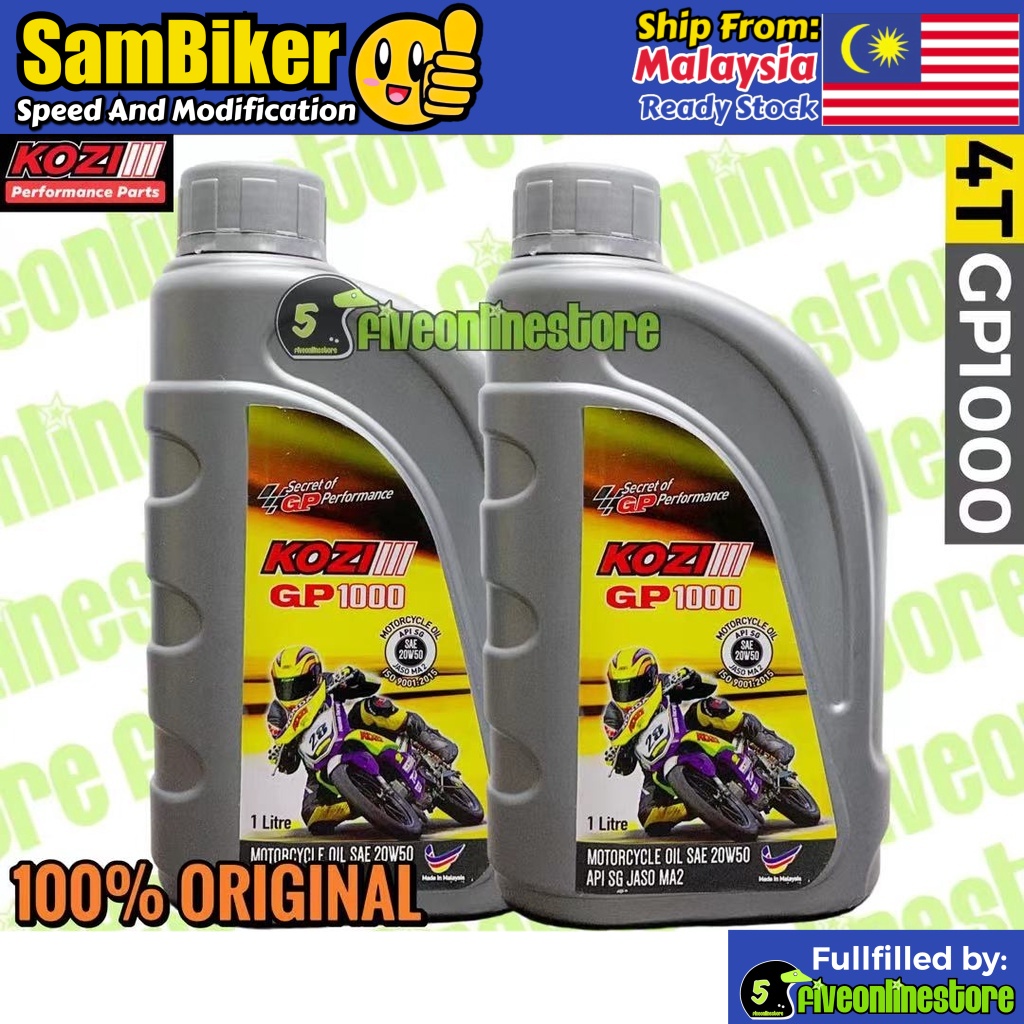 KOZI MINYAK HITAM GP1000 1Liter KOZI ENGINE OIL 4T GP1000 SAE 20W50 ORIGINAL Engine Oil | Shopee ...