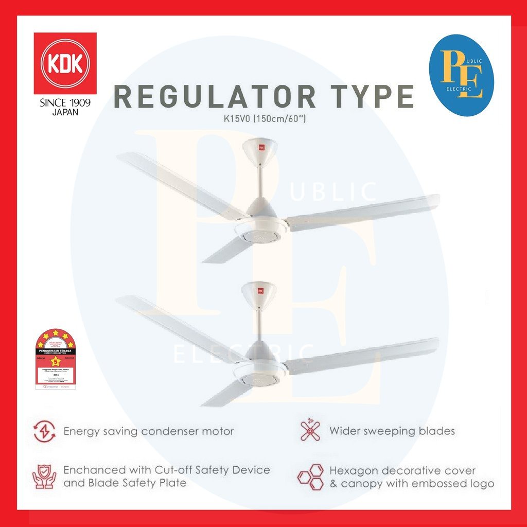 (Twin Pack) KDK 150cm/60" Regulator Type Ceiling Fan - K15V0 | Shopee ...