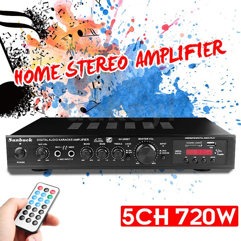 DAKEYI 220V 720W 4 ohm 5CH Bluetooth Stereo AV Surround Amplifier+RC ...