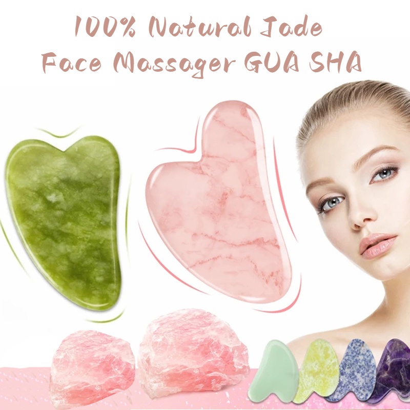 Natural Jade Roller Face Massagers Gua Sha Set For Face Gouache Scraper ...