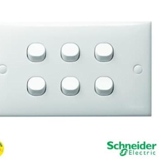 PUTIH Schneider Hotel Switch 6G Classic Clipsal ET36_2_WE 6 Gang 2 Way ...
