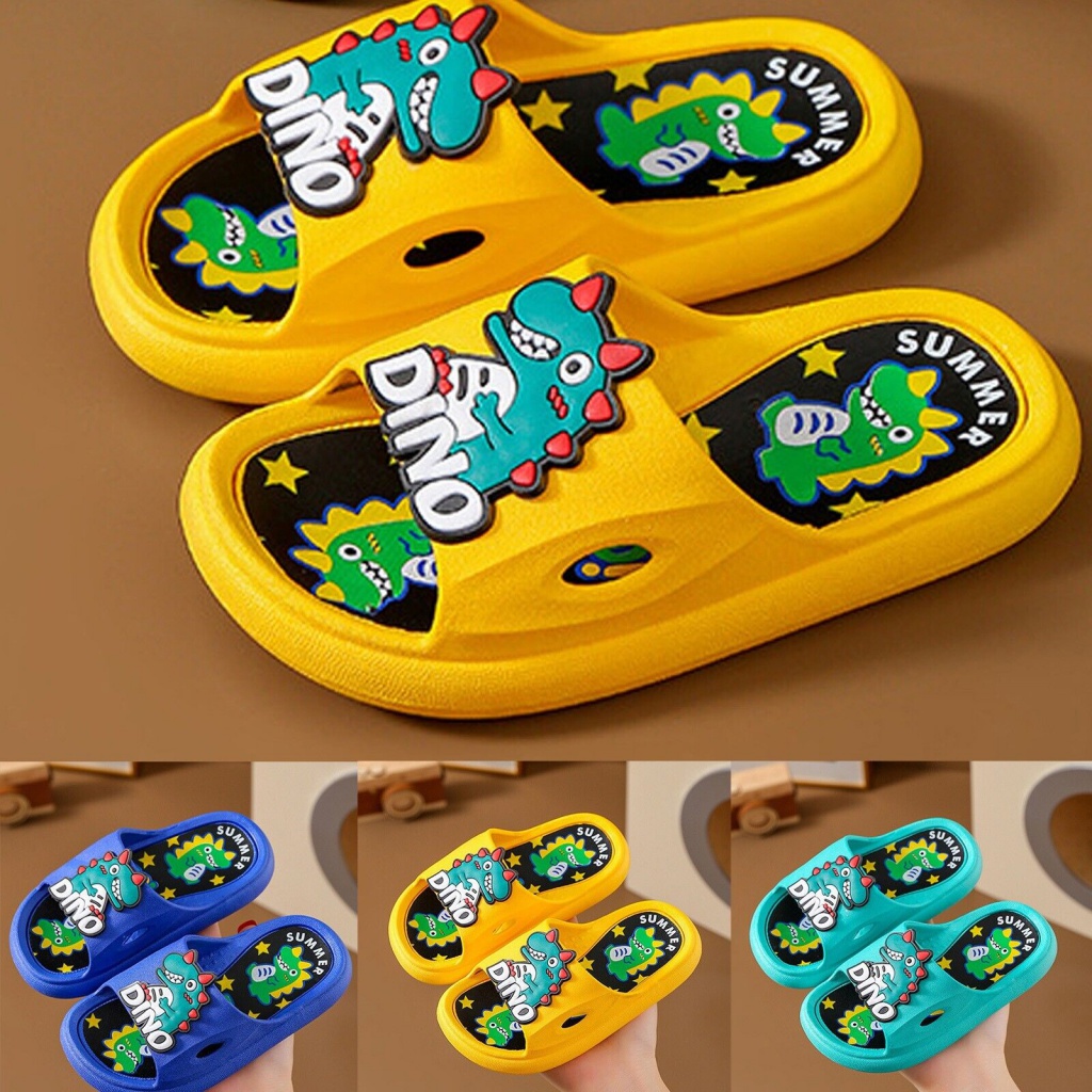 Children Slippers Summer Cute Cartoon Little Dinosaur Boy Baby Bathroom Sandals | Shopee Malaysia