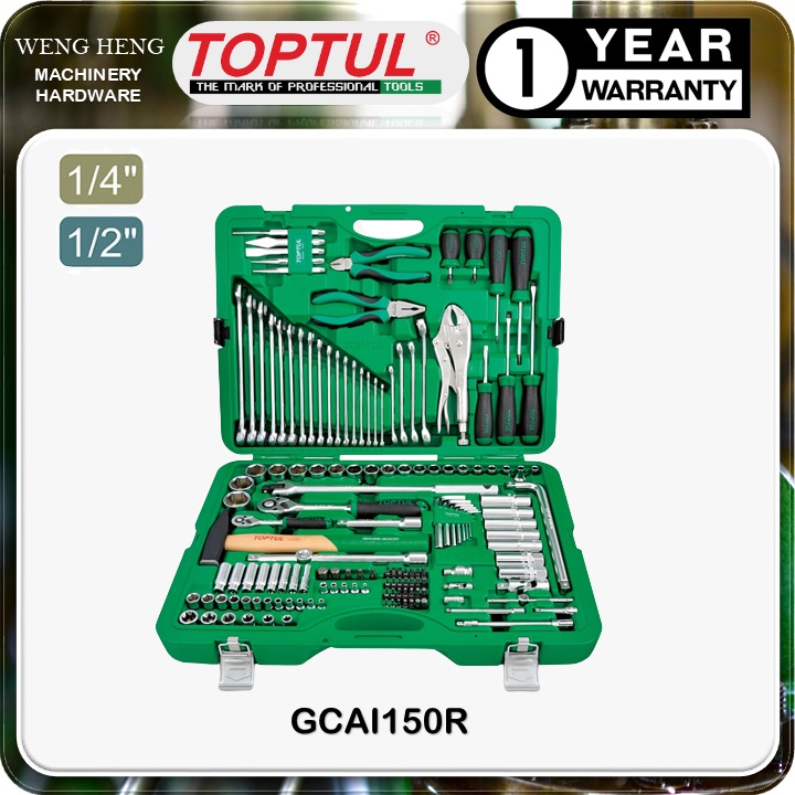 Toptul 150pcs 1/2" & 1/4" Tool Kit Set or 216 pcs 1/4″, 3/8″ & 1/2″ DR ...