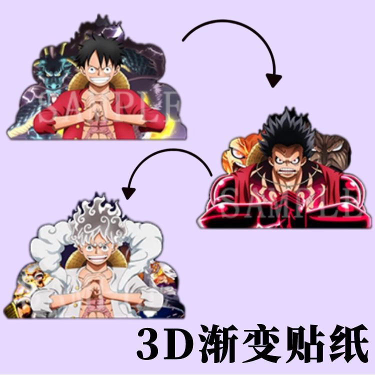 🔥One Piece Luffy Kanika 3D Gradient Magic Car Sticker Zoro Empress Nami ...