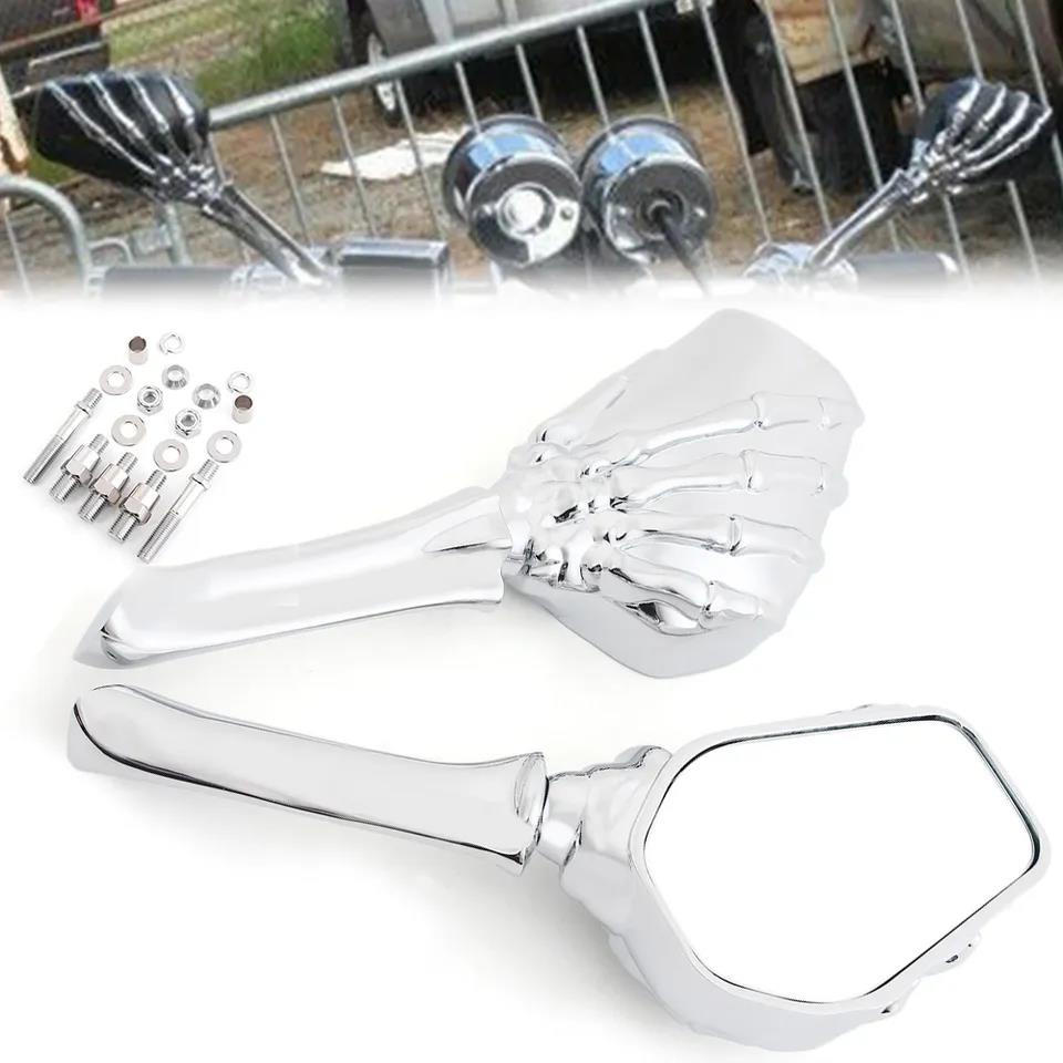 Custom Motorcycle Skull Hand Mirrors Rearviwe Side Mirror For Harley ...