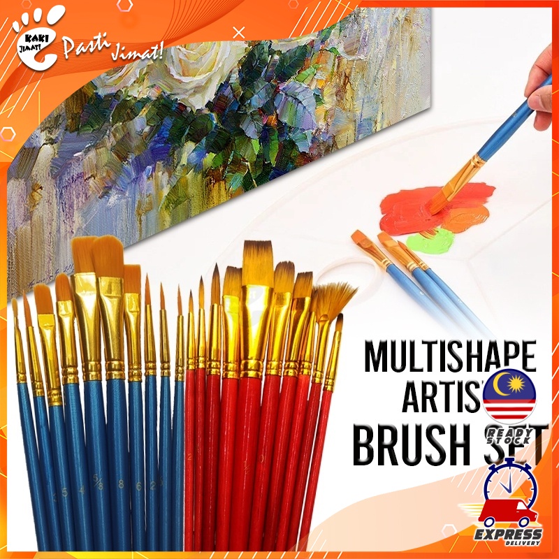 Kaki Jimat Multishape Artist Brushes Set For Acrylic Oil Watercolor ...