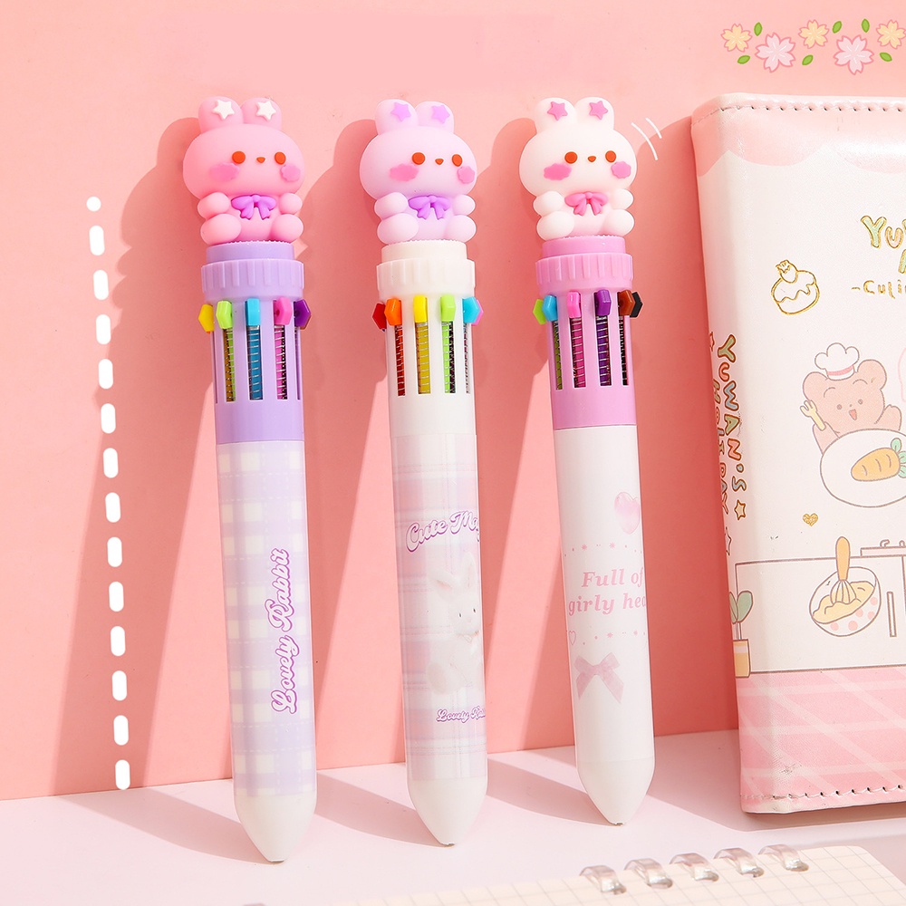 10 Color Cartoon Rabbit Ballpoint Pen 0.5 Mm Gel Pens Writing ...
