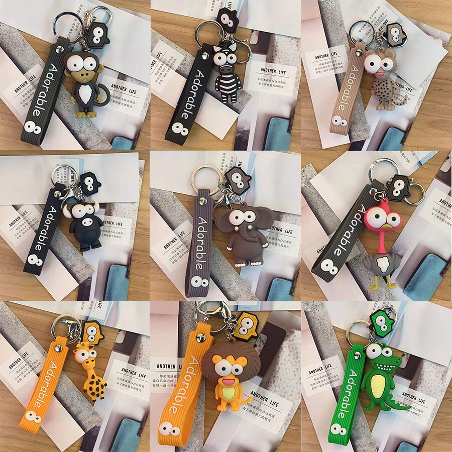 11 Styles of Animal Key Chain Creative Elephant Giraffe Monkey Three ...