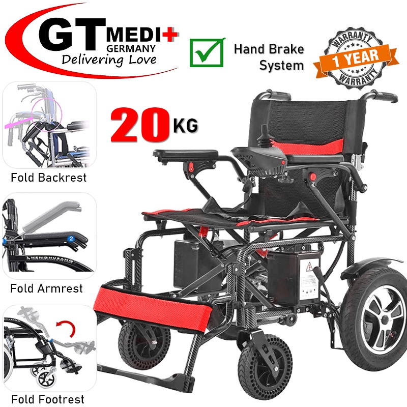 E06-A-20 GT MEDIT GERMANY Ultra Lightweight Airplane Electric Wheelchair Foldable Wheel Chair ...