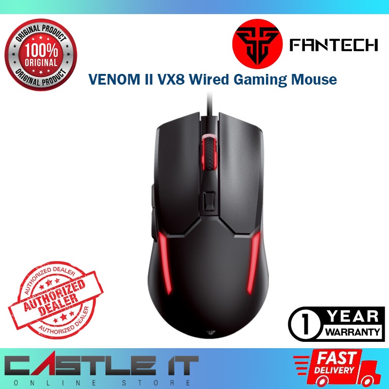 Fantech VENOM II VX8 Wired 7200DPI RGB Lightning Gaming Mouse For PC ...