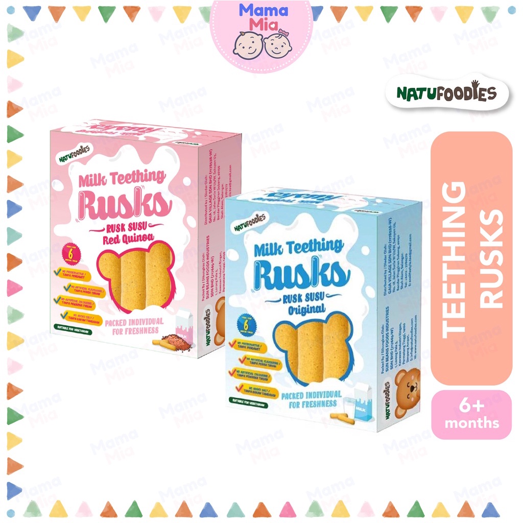 Natufoodies Milk Teething Rusks 14g x 6’s (84g) 6 months + [HALAL] Rusk ...