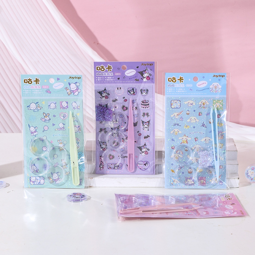 Sanrio Sticker Sparkling Set 2 Sheets Glitter Stickers with Tweezer DIY ...