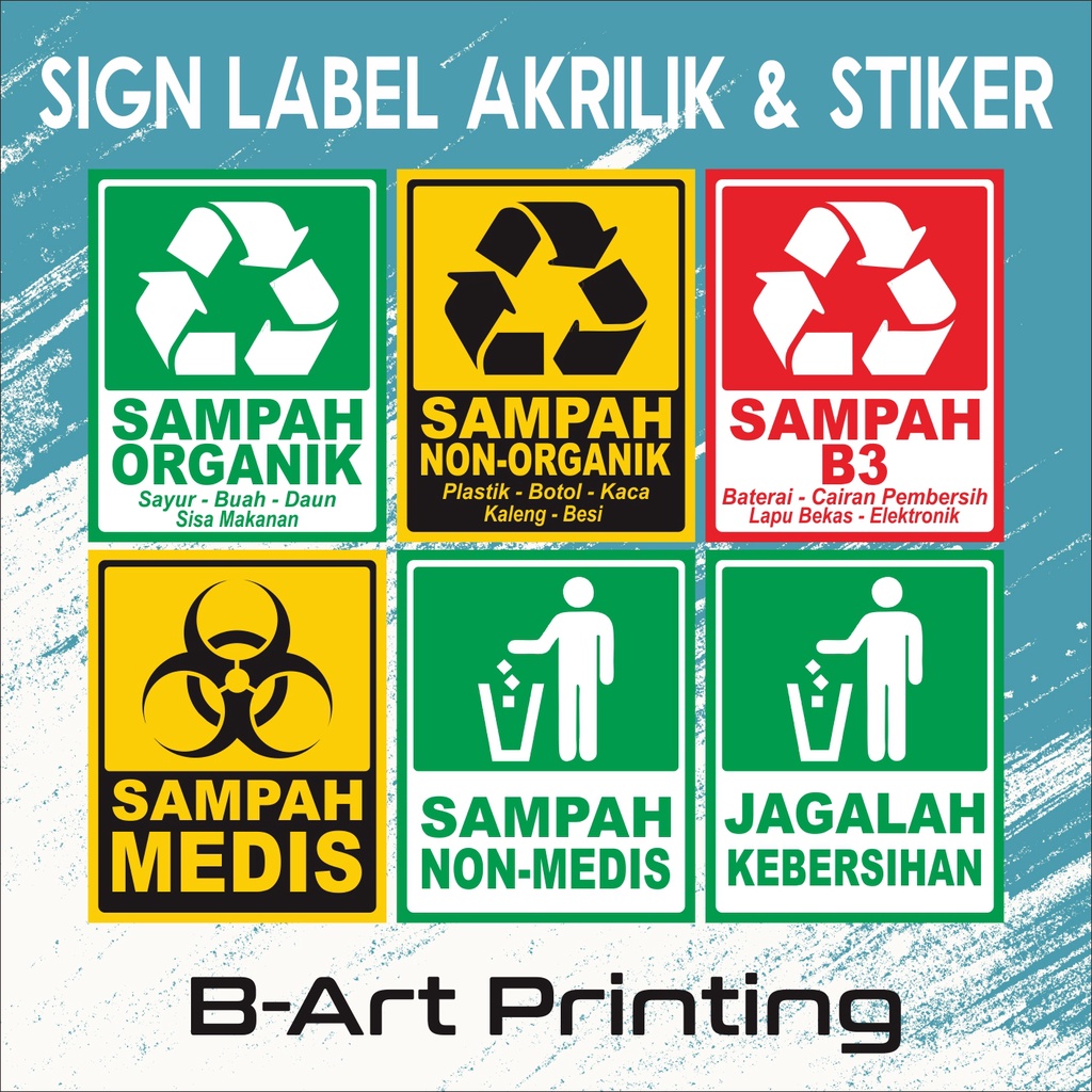 Acrylic SIGN LABEL And Sticker Non Organic Waste Can Medical Waste ...