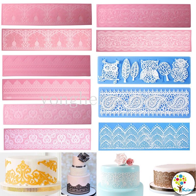 DK Flower Lace Silicone Mold Sugarcraft Fondant Mat wedding Cake ...