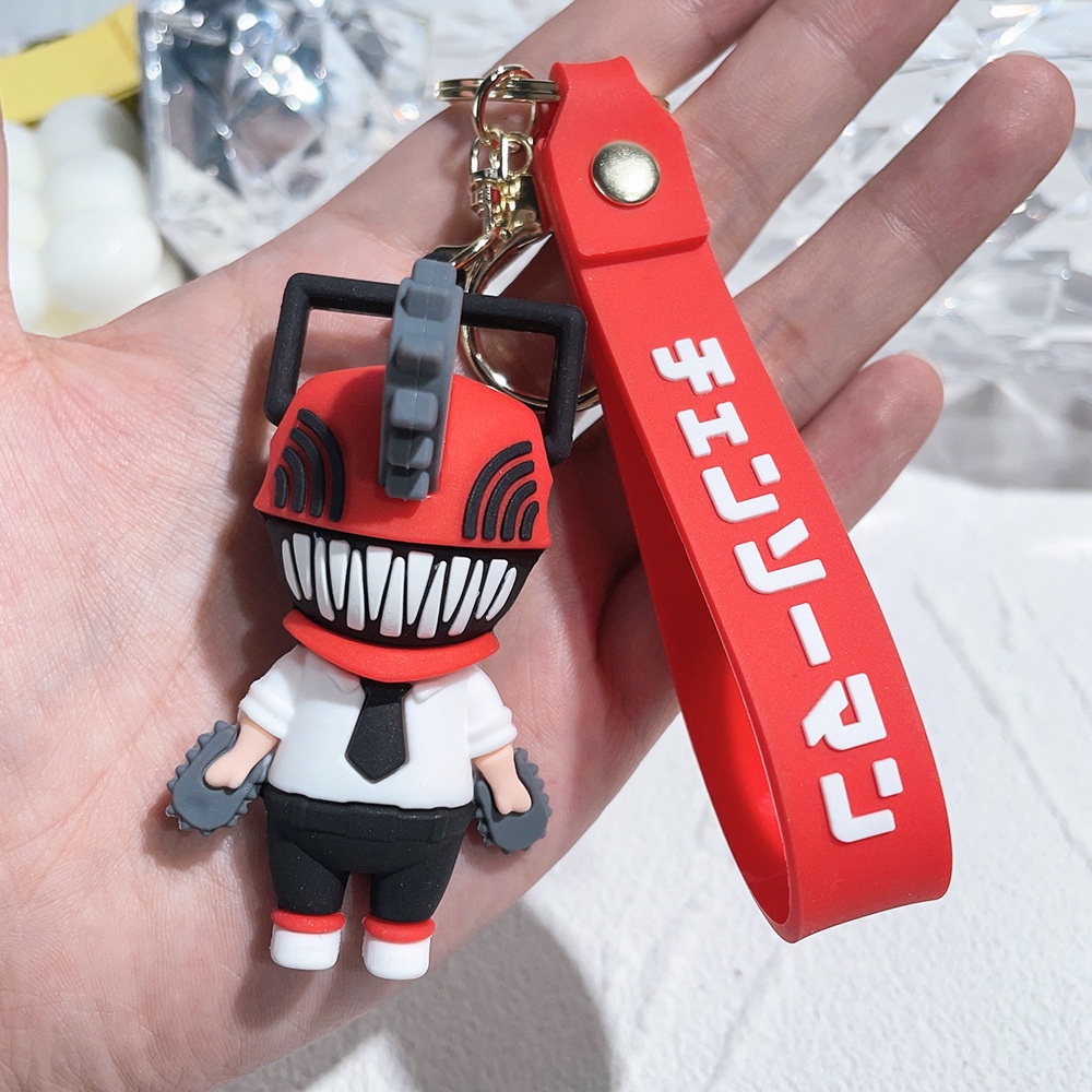 New Anime Chainsaw Man Keychains Women Cute Cartoon Silicone Keyrings ...