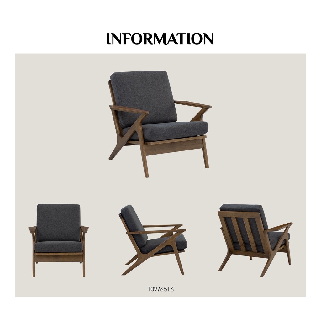 ESTER Wood Sofa 1 Seater Sofa Murah Single Sofa Chair Fabric Sofa Kayu ...